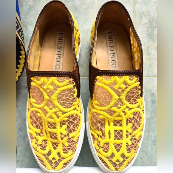 Emilio Pucci | Shoes | Emilio Pucci Yellow And Brown Slipon Sneakers ...
